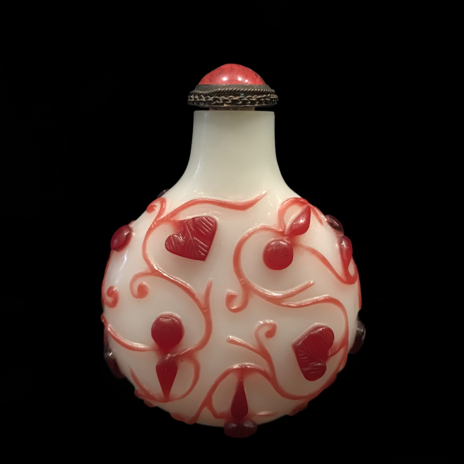 Ruby Red Overlay on Milk Glass Snuff Bottle - S. Bernstein & Co. Jade ...