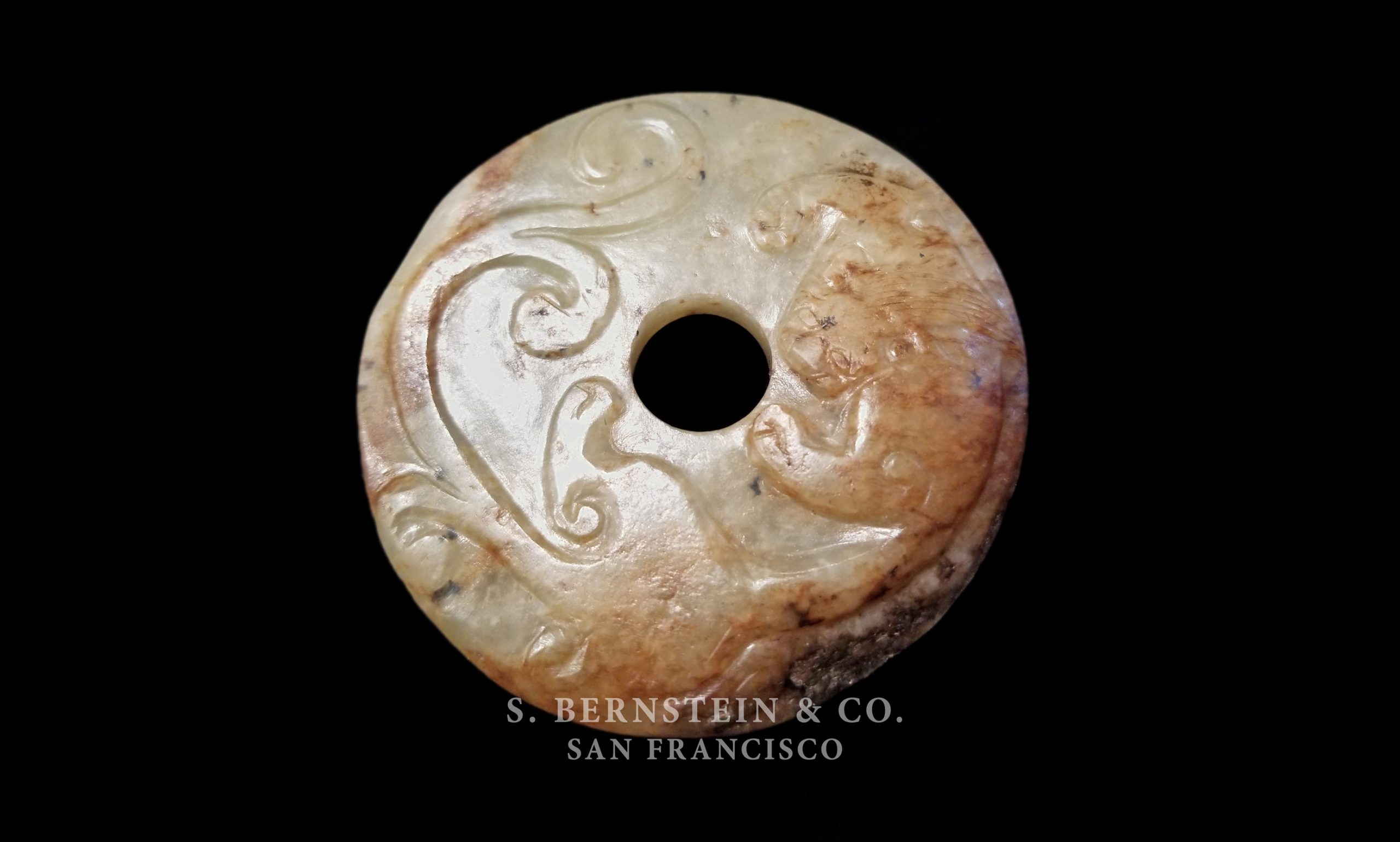 Small Dragon Archaistic Bi Disc - S. Bernstein & Co. Jade & Oriental Art