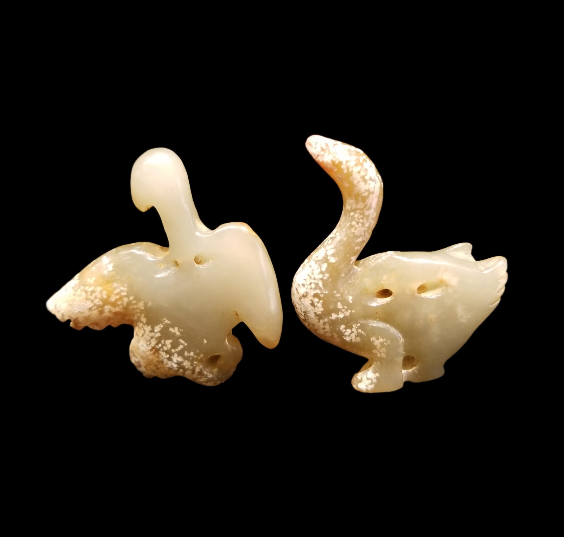 Pair of Jade Bird Pendants - S. Bernstein & Co. Jade & Oriental Art